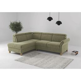Ecksofa Home Affaire "Glendale, L-Form", hellgr&uuml;n, B:247cm H:84cm T:193cm, 100% Polyester, Sofas, Ecksofa, inkl. Kopfteilverstellung, wahlweise mit Vorziehsitz und Bettkasten