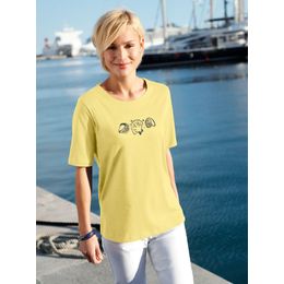 Kurzarmshirt Casual Looks "Shirt", Damen, Gr. 38, gelb (zitrone), 100% Baumwolle, bedruckt, gemustert, unifarben, Rundhals, Shirts Kurzarmshirt