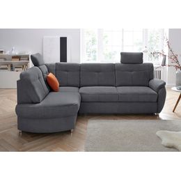 Sit & More Ecksofa SIT & MORE "Sonoma L-Form", grau (dunkelgrau), B:246cm H:91cm T:176cm, Kunstleder SOFTLUX;Luxus-Microfaser ALTARA NUBUCK (100% Polyester);Luxus-Microfaser (90% Polyester, 10% Polyamid), Sofas, Ecksofa, wahlweise mit Bettfunktion und Bettkasten