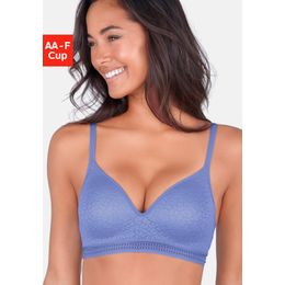 Bralette-BH Lascana "Freya", Damen, Gr. 85, Cup D, blau (kornblumenblau), Spitze, Obermaterial: 36% Polyamid, 29% Polyester, 27% Baumwolle, 8% Elasthan, BHs Bralette-BH, ohne B&uuml;gel mit eingearbeitetem Push-up Kissen, Dessous