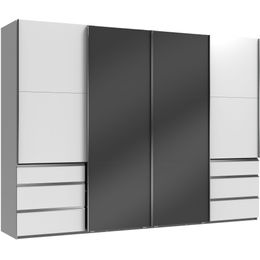 Schwebet&uuml;renschrank wimex "Level by fresh to go", wei&szlig; (wei&szlig;, grauglas), B:300cm H:216cm T:65cm, Schr&auml;nke, Schwebet&uuml;renschrank, mit Glast&uuml;ren und Synchron&ouml;ffnung