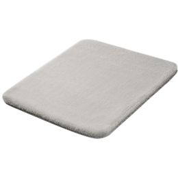 Badematte Kleine Wolke "Cony", grau (silbergrau), H:25mm, Polyester, Badematten, Badematte, Badteppich, Fell-Optik, Uni Farben, besonders weich & kuschelig