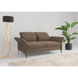 Sit & More 2,5-Sitzer SIT & MORE "Emely, inkl. Sitztiefenverstellung", braun (hellbraun), B:189cm H:92cm T:123cm, 100% Polyester, Sofas, 2 5-Sitzer, wahlweise mit Bettfunktion, Kopf- & Armteilverstellung