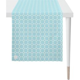 Tischl&auml;ufer Apelt "3973 Outdoor, Sommerdeko, Sommer", blau (hellblau, wei&szlig;), B:46cm L:135cm, Polyester, Tischdecken, Tischl&auml;ufer, Jacquardgewebe