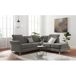 Sit & More Ecksofa SIT & MORE "Darwin L-Form", braun (schlamm), B:249cm T:221cm, Sofas, Ecksofa, inklusive Federkern, wahlweise mit Kopfteilverstellung, Bettfunktion