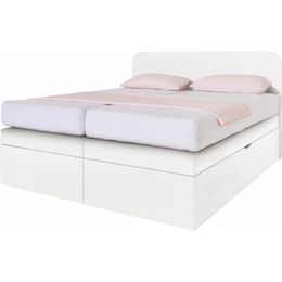 Boxspringbett, wei&szlig;, B:195cm L:212cm, Box und Kopfteil: Microvelours (100% Polyester) oder Kunstleder (Polyurethan);Bezug der Obermatratze: 100% Polyester, Westfalia Schlafkomfort, Komplettbetten, Boxspringbett, wahlweise mit Bettkasten