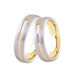 Trauring DOOSTI "Schmuck Geschenk Silber 925 Trauring Ehering Partnerring LIEBE" Gr. 52, gold (silberfarben, gelbgoldfarben), Fingerringe, Damen, 52,mit Zirkonia, Silber 925 (Sterlingsilber), 5mm, Trauring, wahlweise mit oder ohne Zirkonia