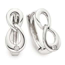 Paar Creolen Firetti "Schmuck, Geschenk, Silber rhodiniert, Unendlichkeitsschleife/Infinity", silberfarben, kristallwei&szlig;, kristallwei&szlig;, Ohrringe, Damen, Silber 925 (Sterlingsilber), Paar Creolen, mit Zirkonia (synth.)