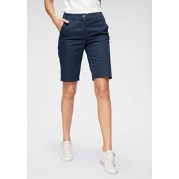 Bermudas Aniston CASUAL, Damen, Gr. 48, N-Gr, blau (marine), Web, Obermaterial: 97% Baumwolle, 3% Elasthan, unifarben, Basic, figurbetont kniefrei, Hosen Bermudas, im klassischen Stil, Topseller