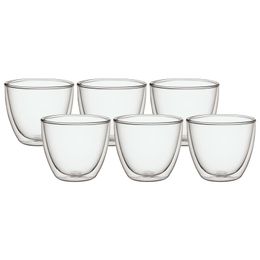 Villeroy & Boch Thermoglas VILLEROY & BOCH "Doppelwandige Becher Manufacture Rock 250 ml 6er Set transparent", bunt (transparent), 6 tlg., Glas, Trinkgef&auml;&szlig;e, Thermoglas