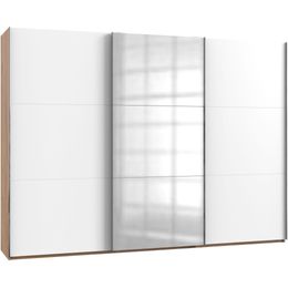 Schwebet&uuml;renschrank wimex "Level by fresh to go", wei&szlig; (plankeneichefarben, wei&szlig;), B:300cm H:216cm T:65cm, Schr&auml;nke, Schwebet&uuml;renschrank