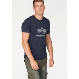 Rundhalsshirt Alpha Industries "Logo Print T", Herren, Gr. L, navy, Single Jersey, Obermaterial: 100% Baumwolle, unifarben, regular fit normal, Rundhals, Shirts Rundhalsshirt