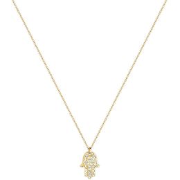 Kette mit Anh&auml;nger Elli "Schmuck Geschenk Silber 925 Hamsa Hand" Gr. 45, gold (gelbgoldfarben, kristallwei&szlig;), Halsketten, Damen, 45, Silber 925 (Sterlingsilber), L: 45 B: 1,1mm, Kette mit Anh&auml;nger, mit Glasstein, B:1,1mm