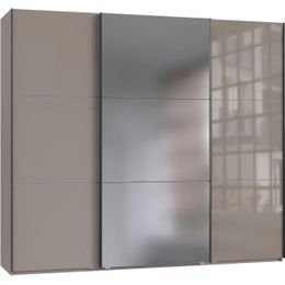 Kleiderschrank wimex "Indiana by fresh to go, wahlweise mit oder ohne Spiegel", grau (saharagrau, glas sahara), B:250cm H:216cm T:65cm, Holzwerkstoff, Schr&auml;nke, Kleiderschrank, gro&szlig;e Breiten250 oder 300cm, mit oder ohne Glasfront, Made in Germany