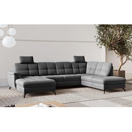 Sit & More Wohnlandschaft SIT & MORE "Zora", grau (dunkelgrau), B:319cm H:92cm T:212cm, 95% Polyester 5% Polyamid, Sofas, Wohnlandschaft, wahlweise mit Bettfunktion und Bettkasten