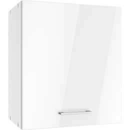 H&auml;ngeschrank KOCHSTATION "KS-Milan", wei&szlig; (wei&szlig; hochglanz), B:50cm H:57cm T:34cm, MDF, Schr&auml;nke, H&auml;ngeschrank, H&auml;ngeschrank 50 cm, matte oder hochgl&auml;nzende Fronten