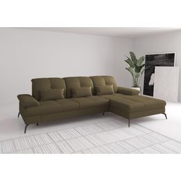 Sit & More Ecksofa SIT & MORE "Amica, L-Form, inkl. Sitztiefenverstellung & Armteilverstellung", olive, B:279cm H:90cm T:185cm, Sofas, Ecksofa, wahlweise mit Bettfunktion, Bettkasten und Kopfteilverstellung