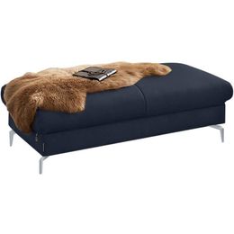 Polsterhocker W.Schillig "piedroo, Designsofa mit tollem Sitzkomfort, bequem, L-Form", blau (blau z59), B:141cm H:42cm T:70cm, Longlife Xtra-Leder Z59: Glattleder mit modischer Pr&auml;gung. Hautst&auml;rke 0, 9 - 1, 1 mm, Hocker, Polsterhocker, F&uuml;&szlig;e in Silber matt