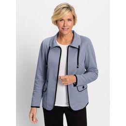 Jerseyblazer CLASSIC "Jersey-Blazer", Damen, Gr. 38, blau (taubenblau), 97% Polyester, 3% Elasthan, Blazer Jerseyblazer