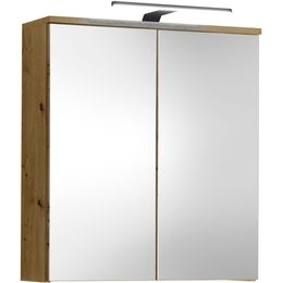 Spiegelschrank BASIC BY BALCULINA "Spice, Badezimmerschrank BxTxH 60x67x20 cm", beige (artisan), B:60cm H:67cm T:20cm, Holzwerkstoff, Schr&auml;nke, Spiegelschrank, Breite 60 cm, LED-Beleuchtung