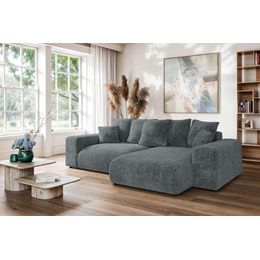 Ecksofa Home Affaire "LAKESIDE mit Bettfunktion und Bettkasten, B/T/H 257/166/84 cm", grau (dunkelgrau), B:256,5cm H:84cm T:166cm, 100% Polyester, Sofas, Ecksofa, L-Form, Recamiere beidseitig montierbar, mit Wellenunterfederung