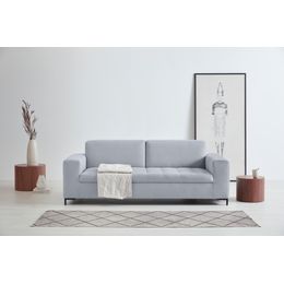 3-Sitzer OTTO products "Grazzo, zeitlos und elegant, moderne Sitzheftung", silber, B:218cm H:80cm T:90cm, 100% Polyester (recycelt), Sofas, 3-Sitzer, hochwertige Stoffe aus recyceltem Material, Steppung im Sitzbereich