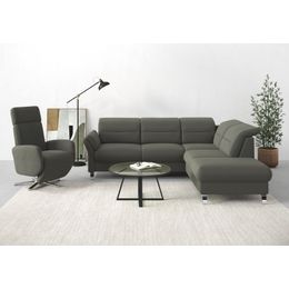 Sit & More Ecksofa SIT & MORE "Grenoble L-Form mit Federkern", grau (anthrazit), B:247cm H:85cm T:222cm, Sofas, Ecksofa, wahlweise mit Bettfunktion, Bettkasten, Arm- und Kopfteilverstellung