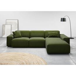 Ecksofa Home Affaire "Glimminge auch in Breitcord, Feincord, Boucl&eacute; + Easy care-Bezug", gr&uuml;n (moos), B:294cm H:71cm T:191cm, 95% Polyester, 5% Nylon, Sofas, Ecksofa, L-Form, Breite 294, Zierkissen