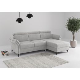 Ecksofa Home Affaire "Glendale, L-Form", silber, B:253cm H:84cm T:166cm, 90% Polyester, 10% Polyamid, Sofas, Ecksofa, inkl. Kopfteilverstellung, wahlweise mit Vorziehsitz und Bettkasten