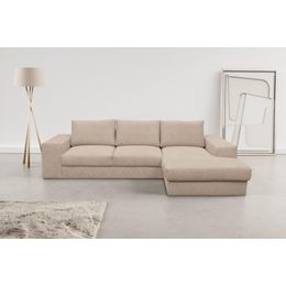 Ecksofa WERK2 "Rozzana Design Ecksofa mit hohem Komfort, zeitlos & elegant, L-Form", beige, B:280cm H:86cm T:190cm, 100% Polyester, Sofas, Ecksofa, in kuschelweichen Trendstoffen Cord, Breitcord und Pl&uuml;sch