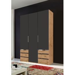 Kleiderschrank wimex "Level by fresh to go", grau (plankeneichefarben, graphit), B:150cm H:236cm T:58cm, Schr&auml;nke, Kleiderschrank, mit Schubladen