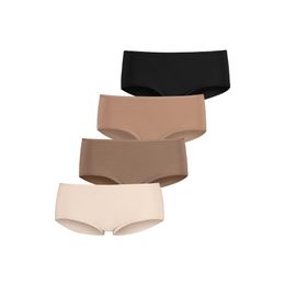 Hipster Lascana, Damen, Gr. 48/50, bunt (champagner, nougat, beige, schwarz), Obermaterial: 95% Baumwolle, 5% Elasthan, unifarben, Unterhosen Hipster, aus elastischer Baumwolle