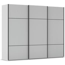 Schwebet&uuml;renschrank Rauch "Kleiderschrank Schrank Garderobe Schlafzimmerschrank SCALE-TRIO", grau (seidengrau, griffleisten schwarz), B:271cm H:223cm T:68cm, Holzwerkstoff, Schr&auml;nke, Schwebet&uuml;renschrank, edle dreigeteilte Front, 2 Zierleisten in Griff-Farbe MADE IN GERMANY