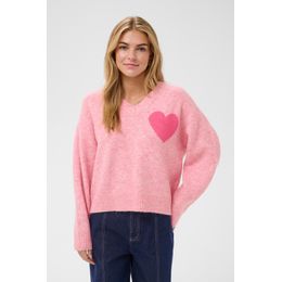 Strickpullover Saint Tropez "PariaSZ V-Neck Pullover", Damen, Gr. XXL, bonbon, Strick, Obermaterial: 68% Polyamid, 28% Polyester, 4% Elasthan, normal, V-Ausschnitt, Pullover Strickpullover