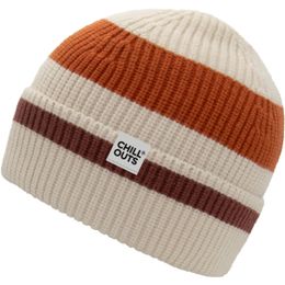 Beanie Chillouts "Bastian Hat", Herren, beige (cream), Materialmix, gestreift, M&uuml;tzen Beanie, mit sportlichem Streifen-Design, Logo-Label