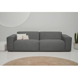 3-Sitzer OTTO HOME "Koa, 228 cm, Modulsofa in Cord, Chenille, Struktur, Webstoff", grau (dunkelgrau), B:228cm H:88cm T:98cm, 100% Polyester, Sofas, 3-Sitzer, Designsofa, weicher Lounge-Sitzkomfort, Welleunterfederung, bodentief