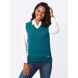 Pullunder Casual Looks "Pullunder", Damen, Gr. 38, blau (petrol), 50% Baumwolle, 50% Polyacryl, unifarben, Pullover Pullunder