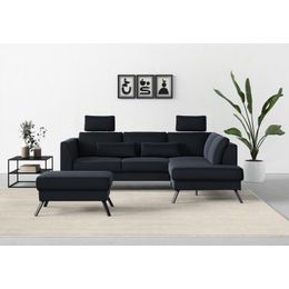 Sit & More Ecksofa SIT & MORE "Lindholm L-Form", blau, B:254cm H:88cm T:188cm, Sofas, Ecksofa, mit Sitztiefenverstellung und Federkern
