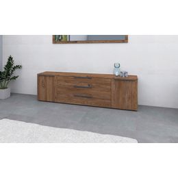 borchardt M&ouml;bel Kommode BORCHARDT M&Ouml;BEL "Tom", braun (vintage eiche), B:200cm H:53cm T:35cm, Holzwerkstoff, Sideboards, Kommode, Alugriffleisten in graphit grau matt, h&ouml;henverstellbare Einlegeb&ouml;den
