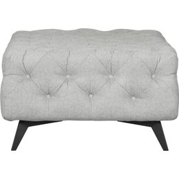 Polsterhocker Home Affaire "Amaury", silber, B:80cm H:45cm T:80cm, Struktur (100% Polyester);Samtoptik (100% Polyester), Hocker, Polsterhocker, Chesterfield-Optik, Breite 80cm, Fu&szlig;farbe w&auml;hlbar
