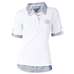 Poloshirt Inspirationen "Poloshirt", Damen, Gr. 44, wei&szlig;, 100% Baumwolle, unifarben, ohne Ausschnitt, Shirts Poloshirt