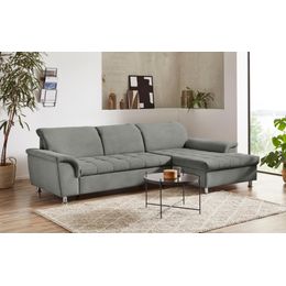 Ecksofa DOMO collection "Franzi, zeitlos und elegant, moderne Sitzheftung, L-Form", grau (steel), B:279cm H:81cm T:170cm, Sofas, Ecksofa, wahlweise mit Kopfteilverstellung (dann Tiefe: 170 cm)