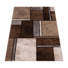 Teppich Paco Home "Brilliance 661", braun, B:240cm H:18mm L:340cm, Polypropylen (PP), Teppiche, Teppich, Kurzflor, modernes 3D-Patchwork Design