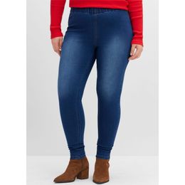 Jeansleggings sheego, Damen, Gr. 40, Normalgr&ouml;&szlig;en, blau (blau denim, dunkelblau denim), 81% Baumwolle, 17% Polyester, 2% Elasthan, unifarben, lang, Jeans Jeansleggings
