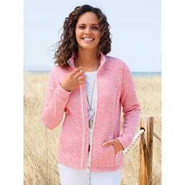 Fleecejacke Casual Looks, Damen, Gr. 52, flamingo, meliert, 100% Polyester, Besatz:8% Elasthan, 92% Polyester, meliert, Jacken Fleecejacke
