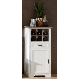 Stauraumschrank Innostyle "Jasmin", wei&szlig; (piniefarbe, wei&szlig;, eichefarben), B:66cm H:136cm T:42cm, Holzwerkstoff, MDF, Metall, Schr&auml;nke, Stauraumschrank, mit Weinregal