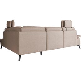 Ecksofa Alina, beige (beige gba 2), B:243cm H:118cm T:210cm, Struktur GBA (100% Polyester), Sofas, Ecksofa, inkl. Kopfst&uuml;tzen, wahlweise mit Relaxfunktion, Breite: 243 cm