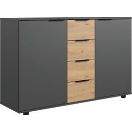 Kombikommode wimex "Gibraltar", grau (artisan, eiche, nachbildung, graphit), B:130cm H:83cm T:41cm, Holzwerkstoff, Sideboards, Kombikommode, in 2 Breiten