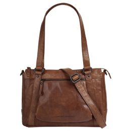 SPIKES & SPARROW Henkeltasche SPIKES & SPARROW, Damen, Gr. B/H/T: 33cm x 23cm x 6cm onesize, braun (cognac), Leder, leicht gl&auml;nzend, unifarben, Taschen Henkeltasche, echt Leder