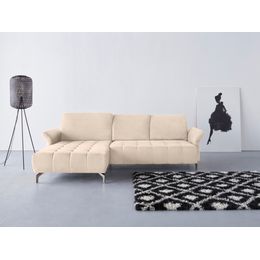 Ecksofa Home Affaire "Fresh L-Form", beige (creme), B:281cm H:79cm T:185cm, 100% Polyester, Sofas, Ecksofa, Federkern, wahlweise Kopfteilverstellung und motorischer Vorziehsitz
